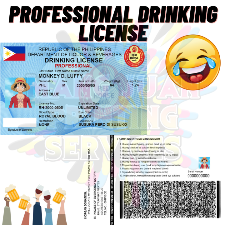 Customized Professional Drinking License - PVC ID Funny Spoof | Lazada PH