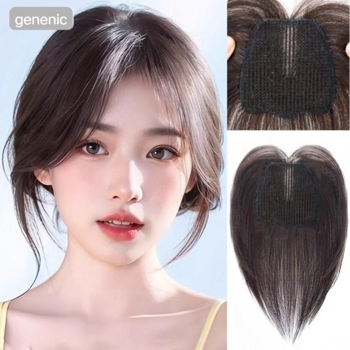 GENENIC Natural Hair Toppers with Bangs 100% Human Hair Hair Extension ...