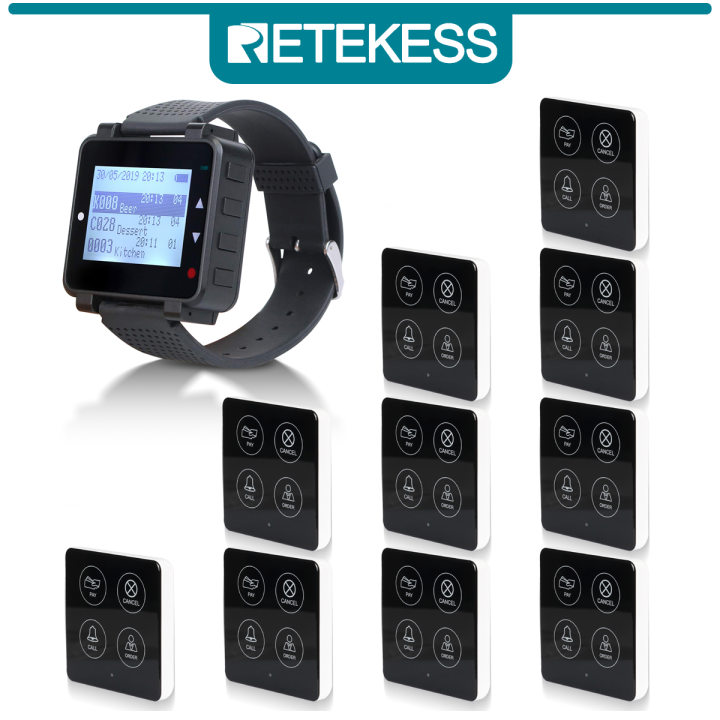 Retekess T128 Restaurant Pager System Waiter Queue Wireless Calling ...