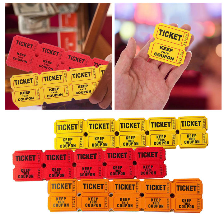 200pcs paper Game Tickets Yellow/red/orange game Labels Ticket voucher ...