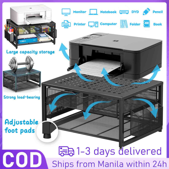 Printer Table Stand with Drawer and 2 Pen Holders 3 Layer Office ...