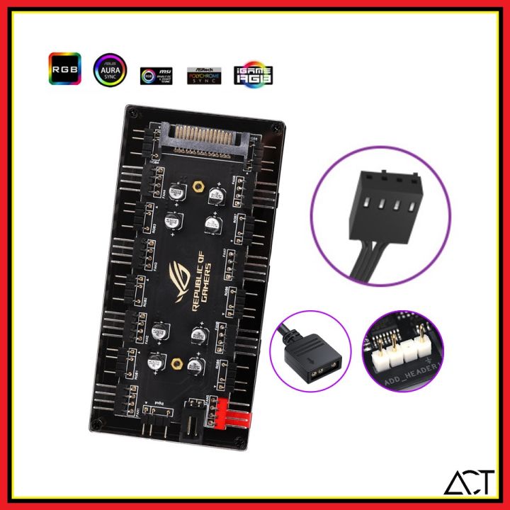 5V ARGB 3PIN + PWM 4PIN / 12V RGB 4PIN HUB Motherboard ARGB Extension ...