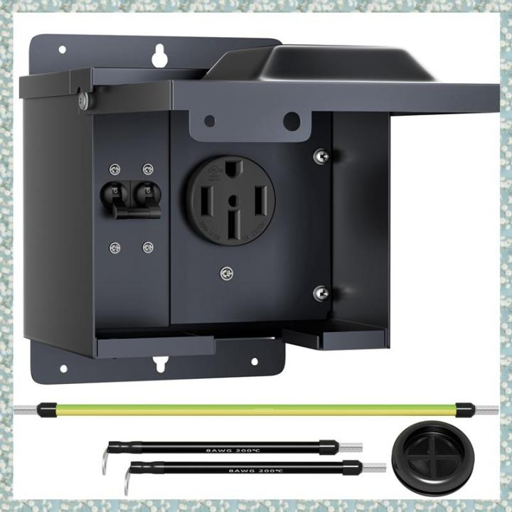 (YEAJ) 50 Amp RV Power Outlet Box with Circuit Breaker Weatherproof 125 ...