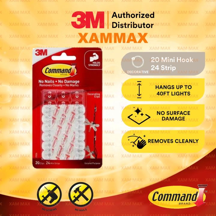 3M Command - 17026 ANZ Decorating Clips (20 Clips & 24 Strips) 17026ANZ ...