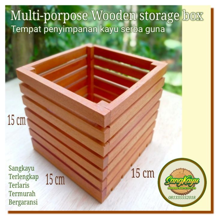 Wooden storage box kayu 15 15 kotak tempat penyimpanan kayu serbaguna ...