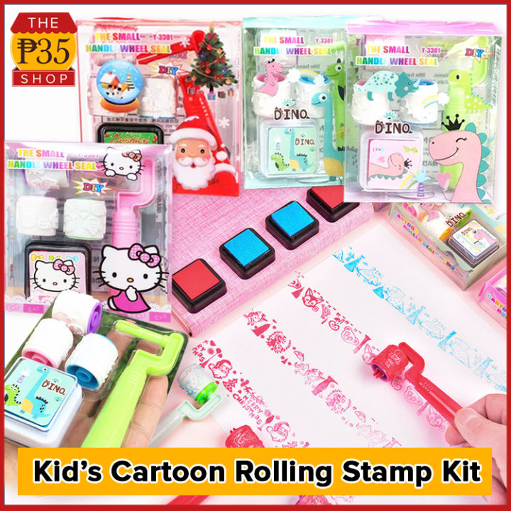 Cute Cartoon Rolling Stamp Kit for Kids, Children Roller Stamp Art ...