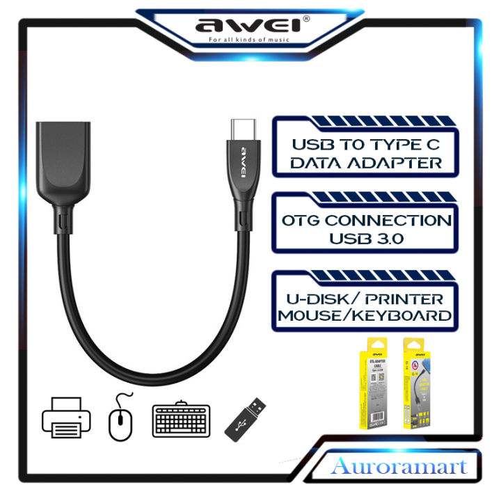 AWEI OTG ADAPTER CABLE USB C TO USB A CONVERTER TYPE C TO USB 3.0 ...