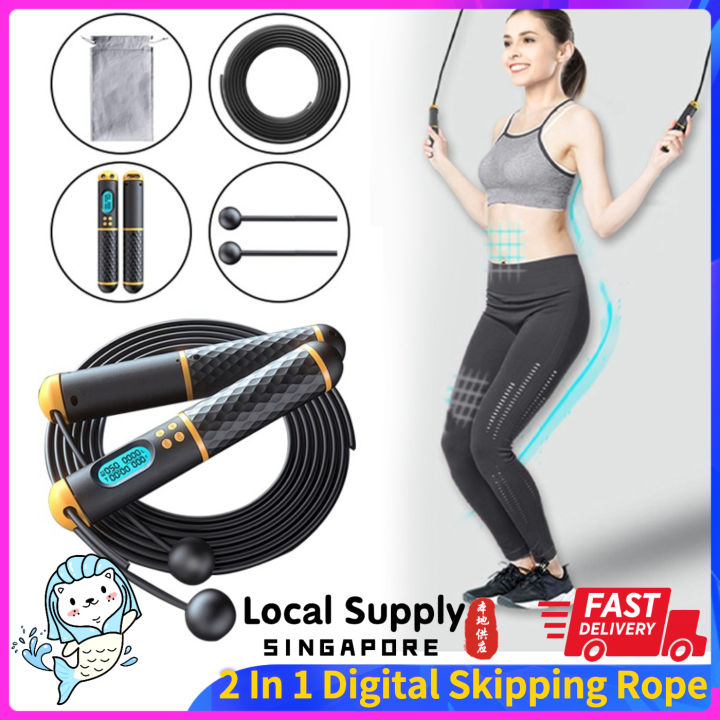 2 IN 1 Digital Skipping Rope, Smart Counting Adjustable Length ...