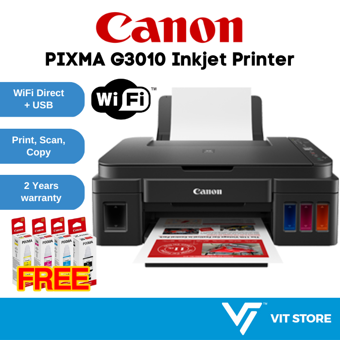 Canon PIXMA G3010 (Wireless) / G2010 (USB 2.0) All-in-One Refillable ...