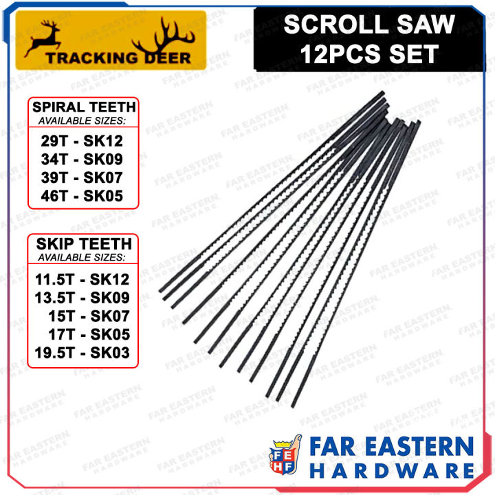 TRACKING DEER Plain Scroll Saw Blade 12pcs Set Spiral Skip Teeth ...