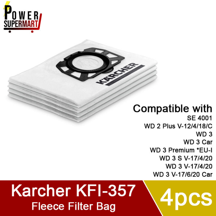 (Original)Karcher KFI 357 Fleece Filter Bags. For WD 2 Plus / WD 3 / SE ... (Original)Karcher KFI 357 Fleece Filter Bags. For WD 2 Plus / WD 3 / SE ...