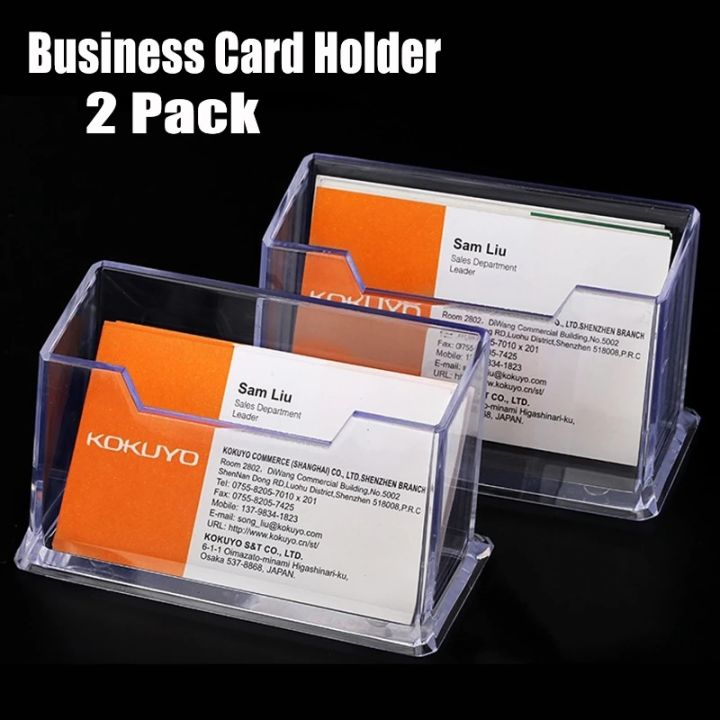 2PCS Business Card Holder Transparent Acrylic Card Storage Box Business ...