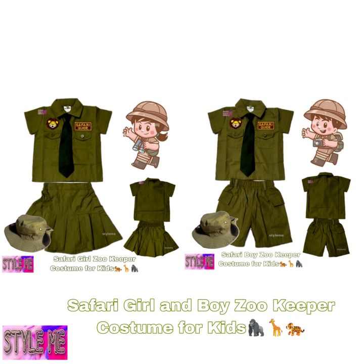 SAFARI ZOO GIRL AND BOY KEEPER WITH HAT COSPLAY ROLE PLAY COSTUME FOR ...