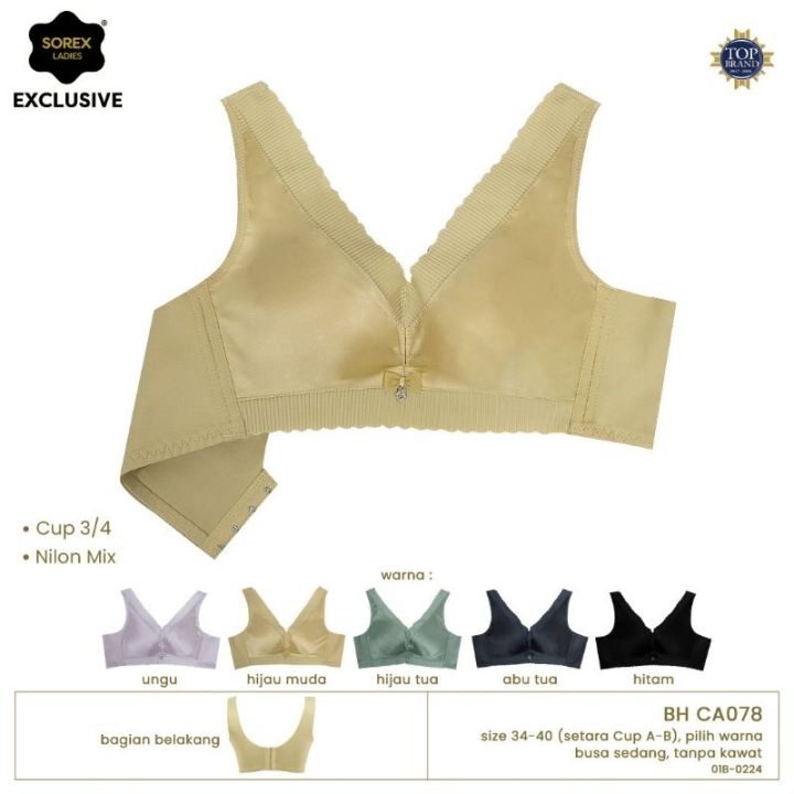 Bra Exclusive Sorex CA 078 Tanpa kawat Kait 4 Cup 3/4(A-B) nilon mix 34 ...