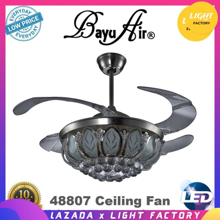 Bayu Air Modern Crystal 42'' Ceiling Fan 3 Color LED Ceiling Fan Remote ...