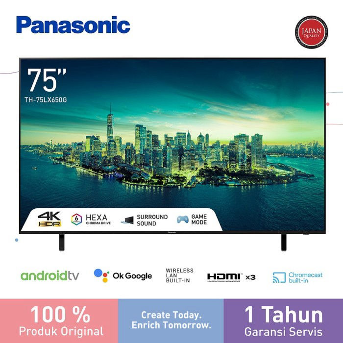 Panasonic TV Android 75 Inch TH-75LX650G Smart TV LED 4K HDR Digital TH75LX650G | Lazada Indonesia