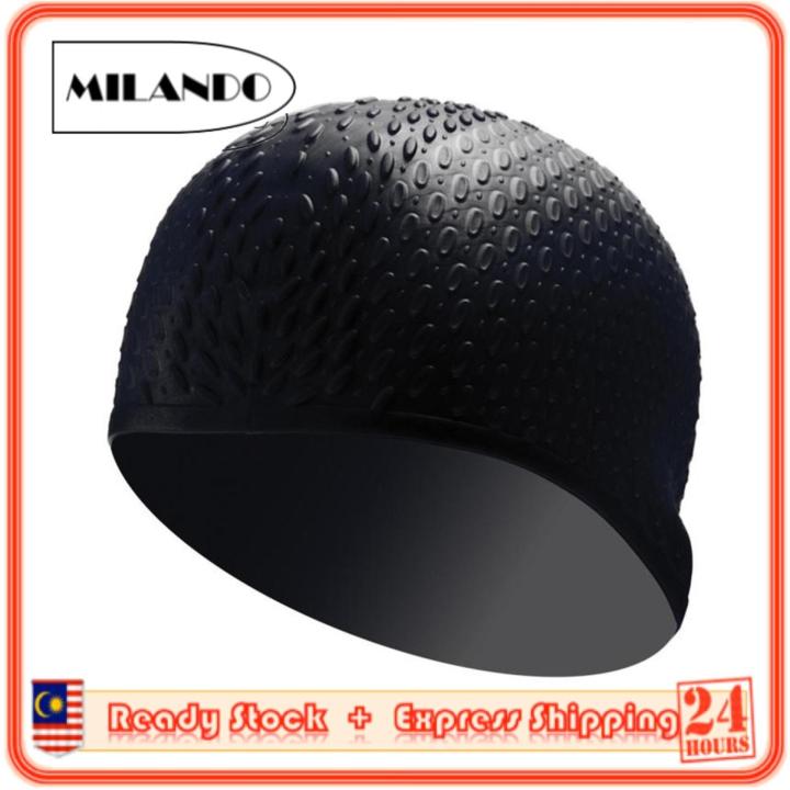 MILANDO Sport Adult Soft Silicon Swim Cap Shark Waterproof Stretchable ...