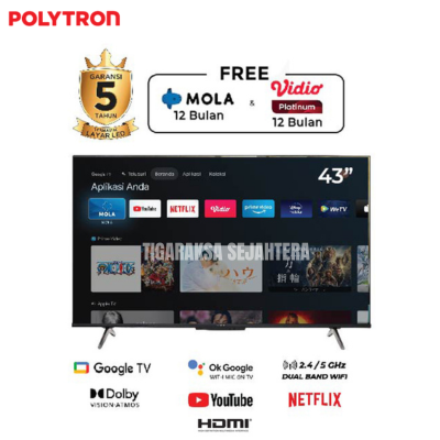 TV POLYTRON PLD 43UG5959 4K ULTRA HD SMART GOOGLE TV LED 43 INCH ...