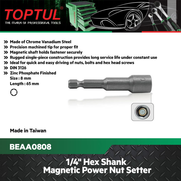 Toptul 1/4" Hex Shank Magnetic Power Nut Setter | Lazada PH