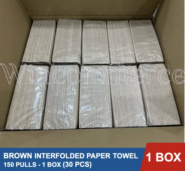 1 BOX 30 PACKS BROWN Interfolded Facial Tissue 150 pulls or 175 pulls ...