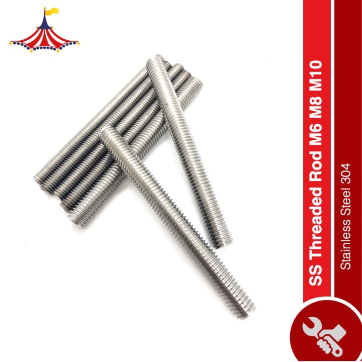 CIRCUSBOX Stainless Steel Threaded Rod SS304 500mm Metric Size M6 M8 ...
