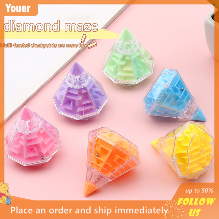 【Youer】 3D Diamond Maze Toy Transparent Rubik's Cube Kid Education Toys ...