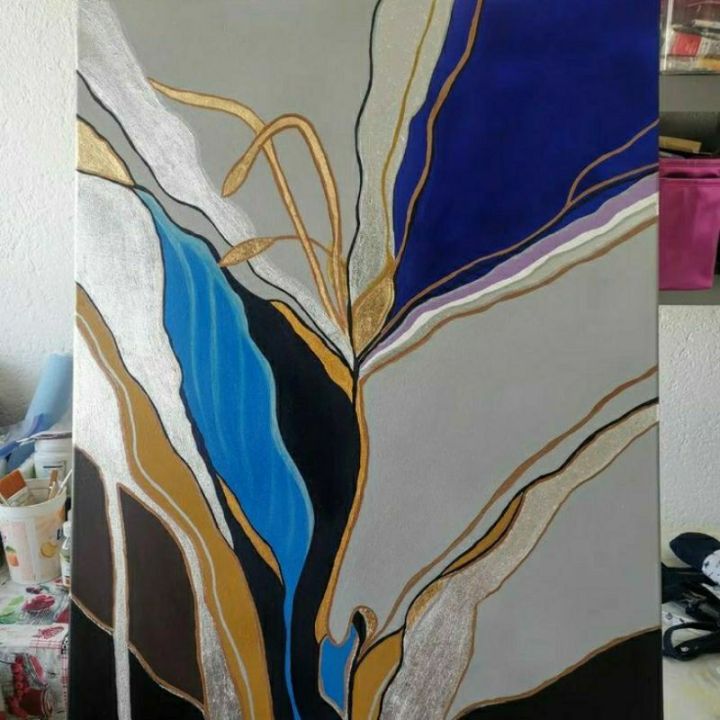 lukisan abstrak gold lukisan abstrak model minimalis ukuran 60x80 cm ...