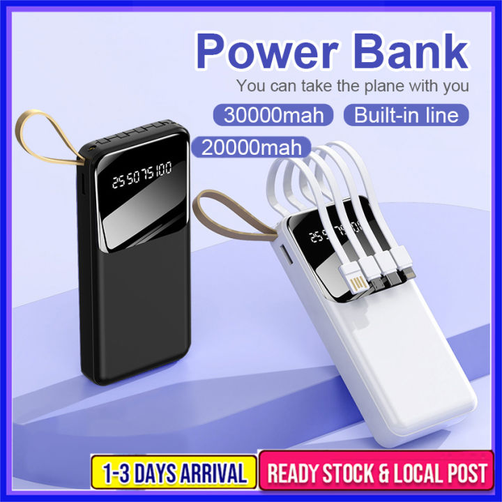 Fast Charging Power Bank With Cable Powerbank 30000 Mah 20000mAh 4 in 1 ...