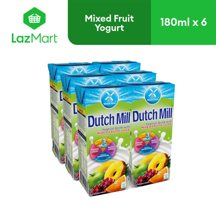 Dutch Mill UHT Yoghurt Drink Mixed Fruit 180ml - Pack of 6 | Lazada PH