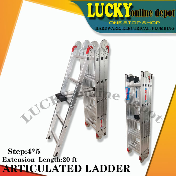 GOLDEN DRAGON ALUMINUM ARTICULATED LADDER ( 20 STEP - 4X5 ) | Lazada PH