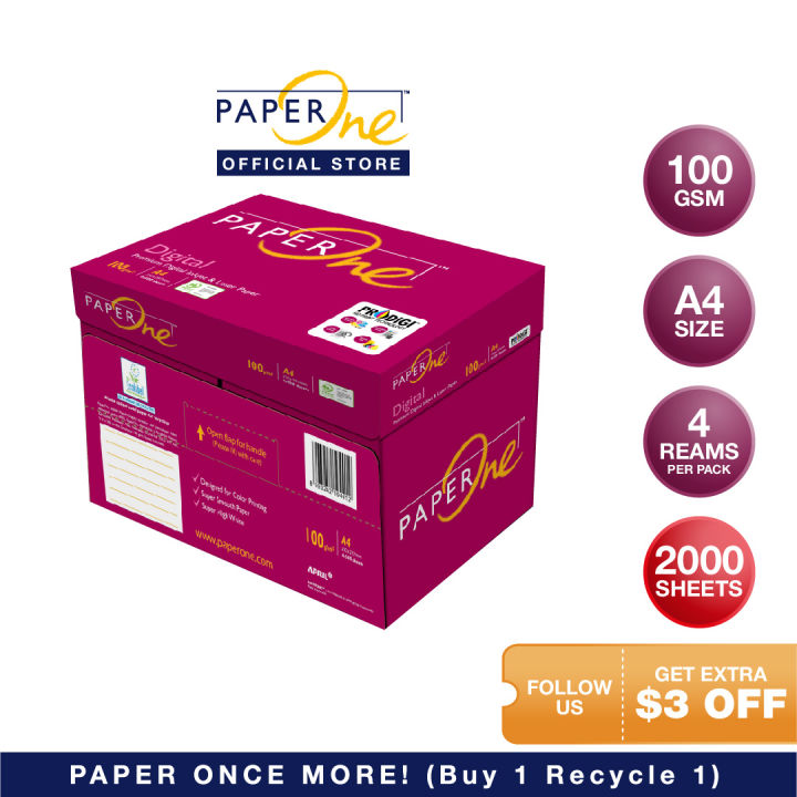 PaperOne™ Digital Premium Quality 100gsm Copy Paper A4 [1 Box] | Lazada ...