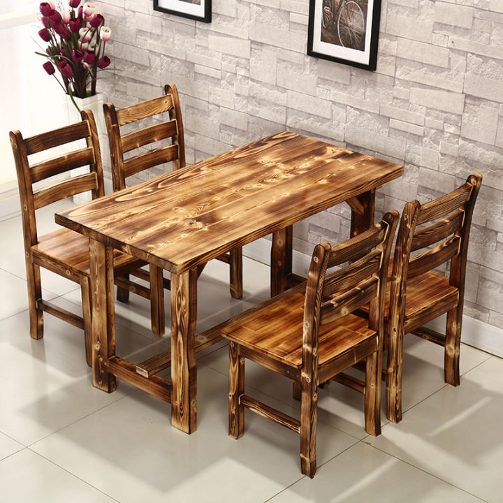 Fast food table and chair combination solid wood restaurant dining ...