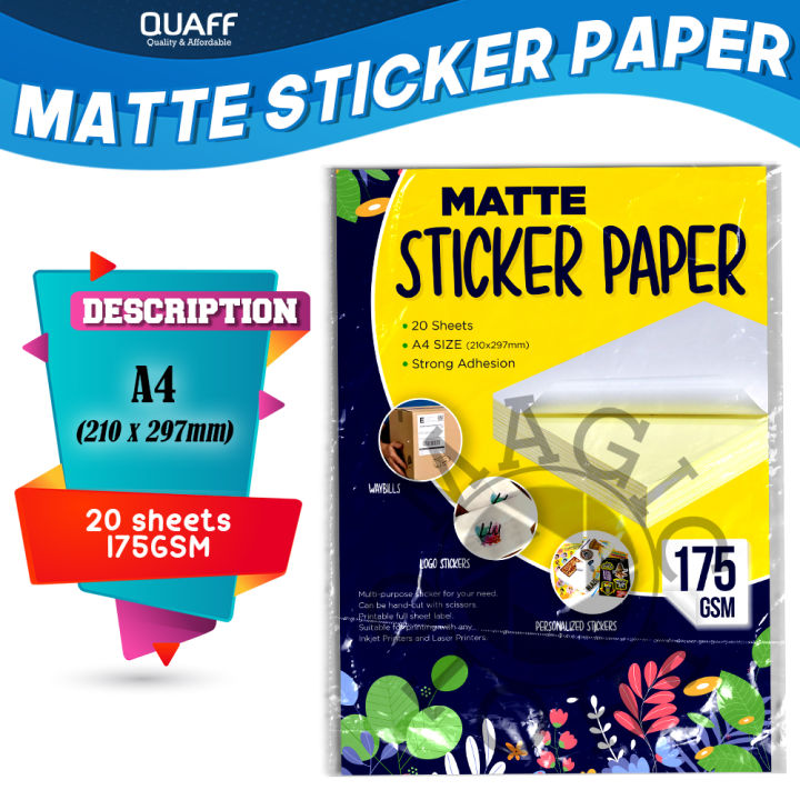 MP00 Matte Sticker Paper A4 Size (20 sheets / pack) | Lazada PH