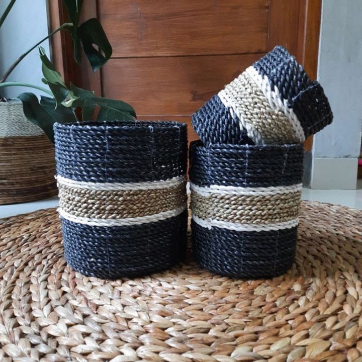 Keranjang Anyaman Seagrass Keranjang anyaman Cover Pot vas bunga ...