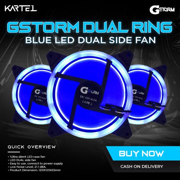 G STORM Dual Ring ICE BLUE LED Fan 120mm PC CPU Computer Case Cooling ...