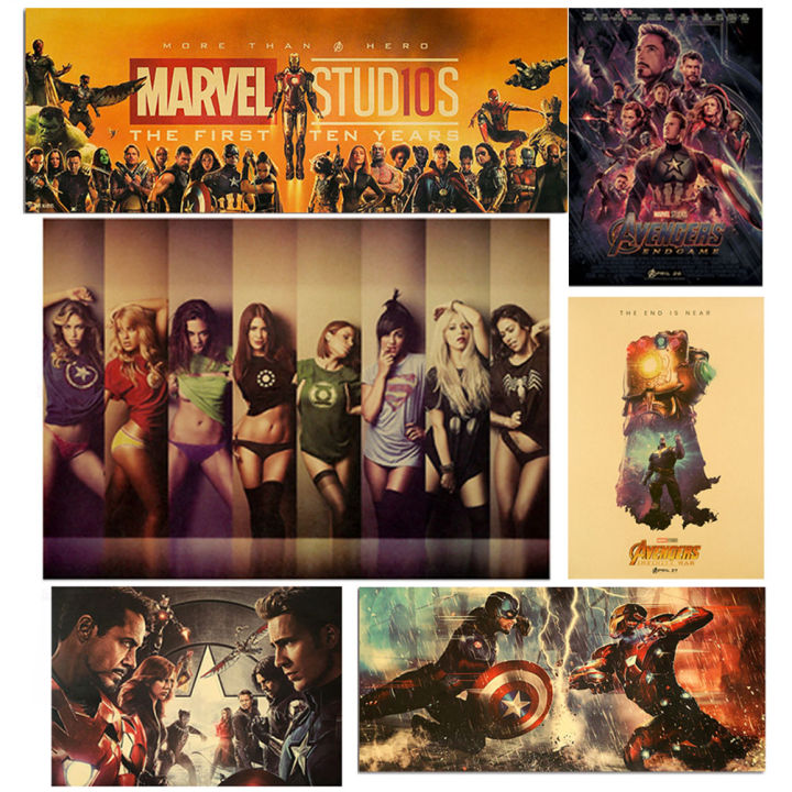 Marvel Movie Poster Avengers Anniversary Style Kraft Paper Decorative ...