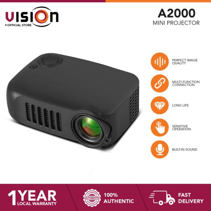 VISION A2000 - Mini Projector 800 Lumen Portable LED Multimedia Video ...