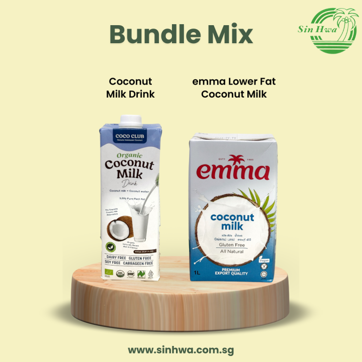 [Bundle Mix] Coco Club Coconut Milk Drink 1L (Halal) + emma Lower Fat ...