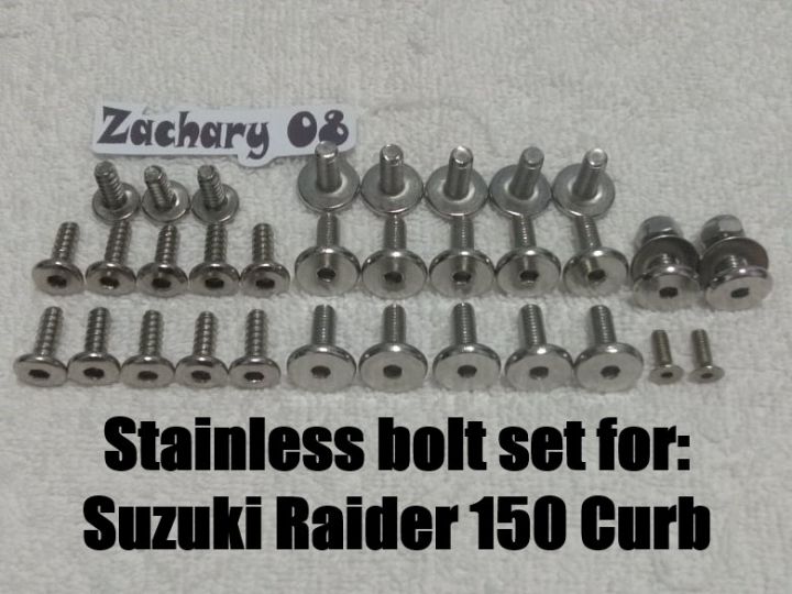 Stainless Bolt set for Suzuki Raider 150 Curb (Zachary 08) | Lazada PH