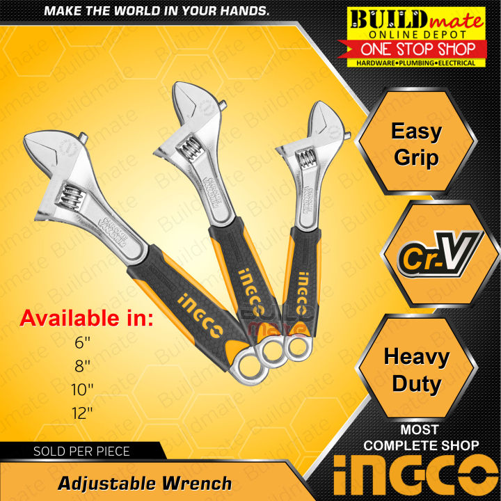 INGCO Original Adjustable Wrench Two Tone Great Grip Cr-V 6" / 8" / 10" / 12" [SOLD PER PIECE ...