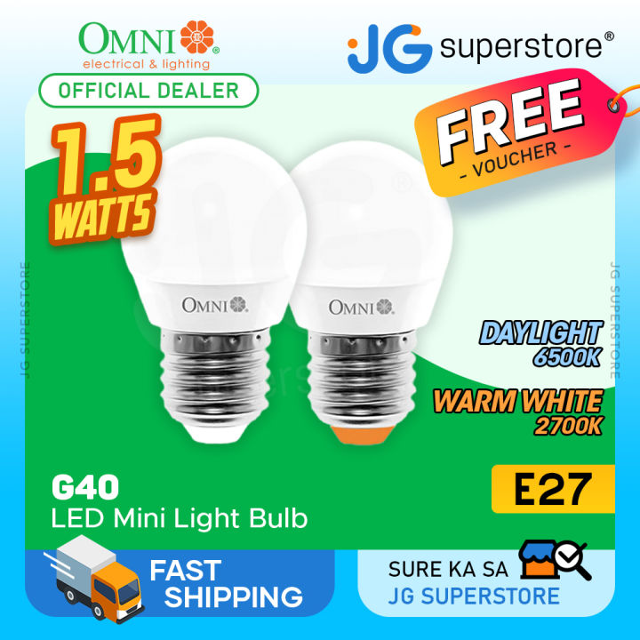 OMNI LED Lite G40 Mini Light Bulb 1.5W 220V E27 Base with 6500K/2700K ...