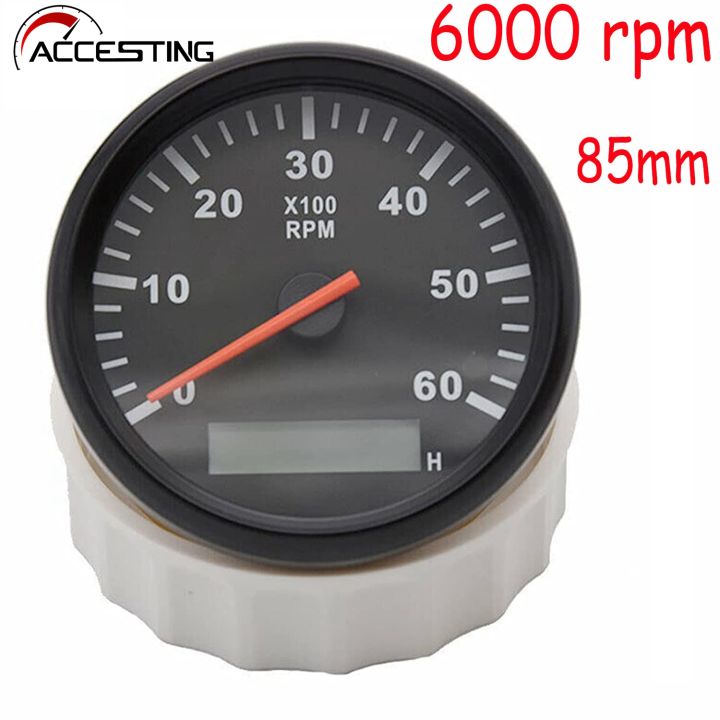 85MM Boat Tachometer Gauge Outboard Tachometer 0-6000 RPM Waterproof ...