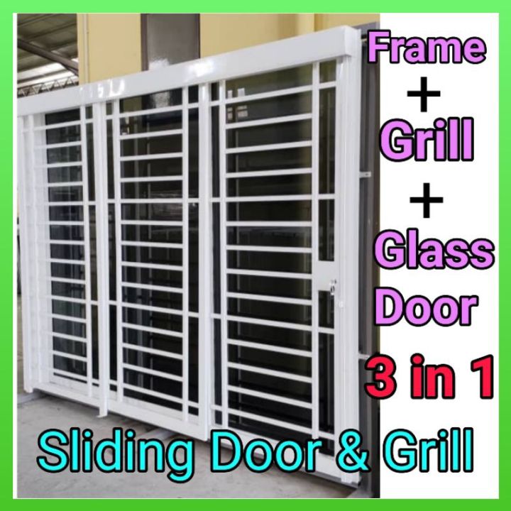 3 in 1 Sliding Door & Grill & Frame (Full Set) | Lazada