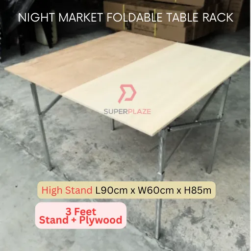 3 Feet High Stand With Plywood Night Market Foldable Table Rack Market ...