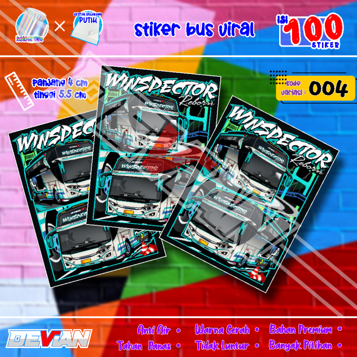 stiker bus winspector 100 pcs | original anti air warna cerah awet ...