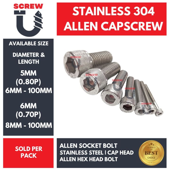 STAINLESS ALLEN CAPSCREW | 5MM(0.80P) 6MM (1.0P) |ALLEN SOCKET HEAD ...