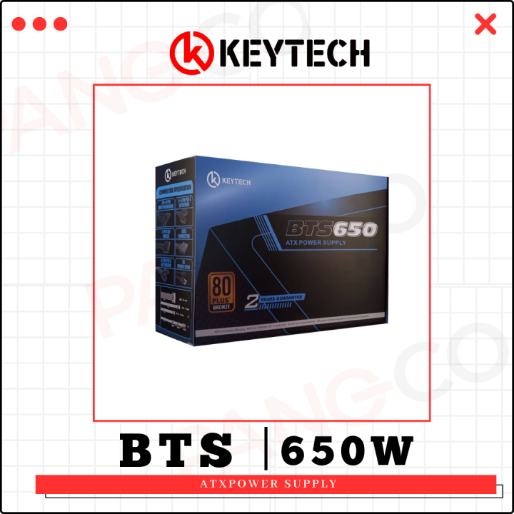 KEYTECH BTS 650 ATX Power Supply 80Plus Bronze Rated 650w Power Supply ...