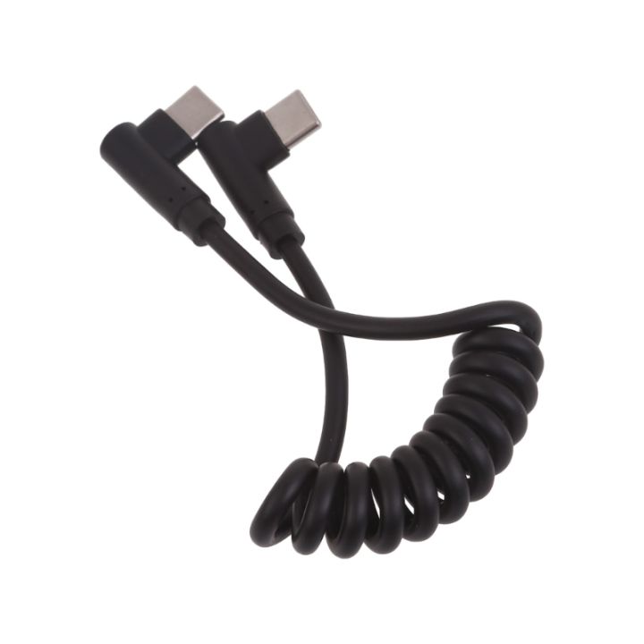 【Ready Stock】 Fast Charging Type C to Type C Coiled Cable 90 Degree ...
