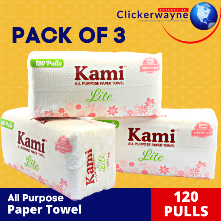 Kami Lite Trio Pack All Purpose Paper Towel Tissue - 120 Pulls | Lazada PH