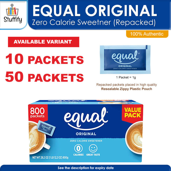 EQUAL Original Zero Calorie Sweetener Repacked 10 and 50 Packets | Keto ...